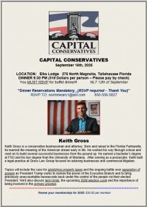 Keith Gross to Speak at Capital Conservatives Club – Tallahassee Reports